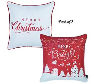 HOMEROOTS S/2 18' Merry Christmas Throw-pillow Over - One-color