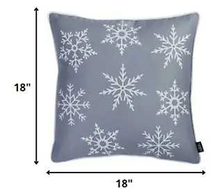 HOMEROOTS 18' Silver Gray Snowflakes Throw Pill W Cover