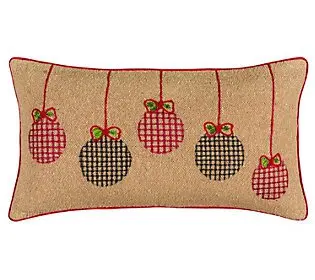 HOMEROOTS Mod Red & Black Ornaments Jute Lumbar Throw Pillow - One-color