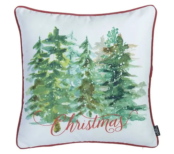 HOMEROOTS Christmas Tree Forrest Square Throw P Llow Cover - One-color