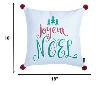 HOMEROOTS Joyeux Noel Square Printed Throw Pill W Cover