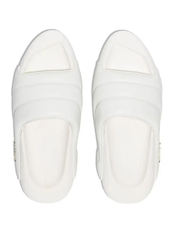 Balmain Quilted Leather Slides - White