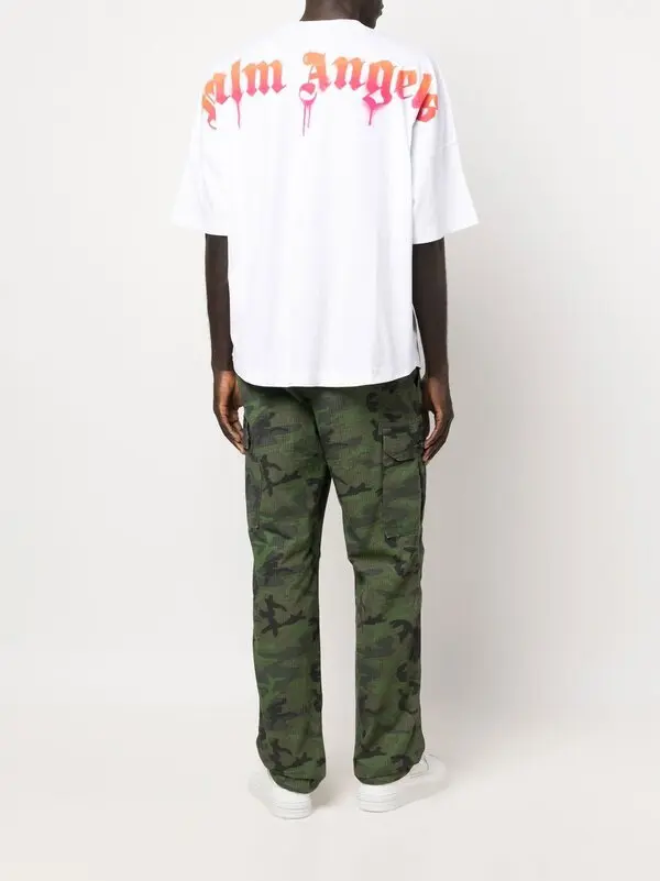 Palm Angels Spray-effect Logo-print T-shirt - White