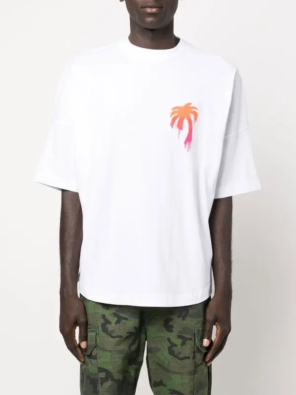 Palm Angels Spray-effect Logo-print T-shirt - White