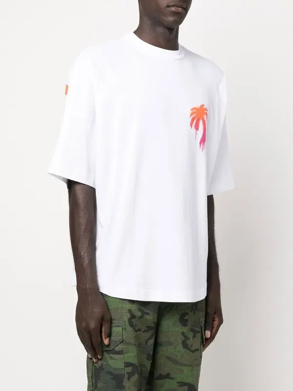Palm Angels Spray-effect Logo-print T-shirt - White