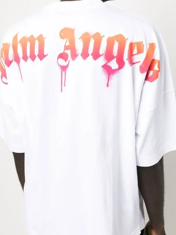 Palm Angels Spray-effect Logo-print T-shirt - White