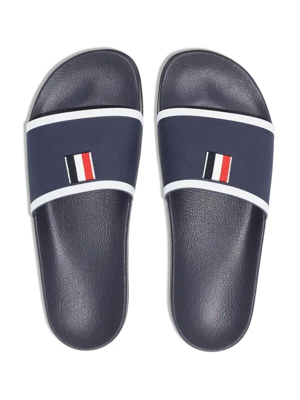 Thom Browne Grosgrain-trim Terrycloth Slides - Blue