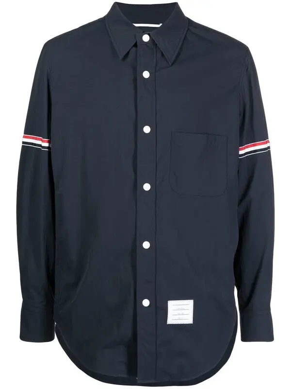 Thom Browne Piqué Shirt Jacket With Armband - Blue