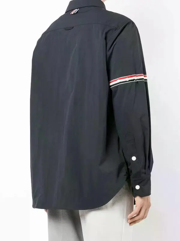 Thom Browne Piqué Shirt Jacket With Armband - Blue
