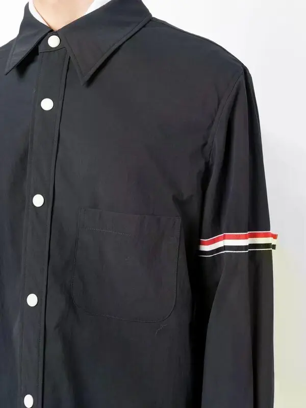 Thom Browne Piqué Shirt Jacket With Armband - Blue