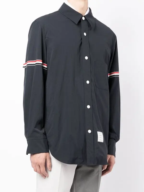 Thom Browne Piqué Shirt Jacket With Armband - Blue