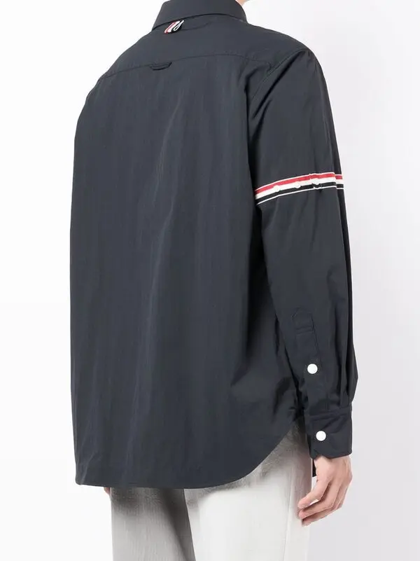 Thom Browne Piqué Shirt Jacket With Armband - Blue