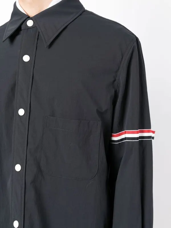 Thom Browne Piqué Shirt Jacket With Armband - Blue
