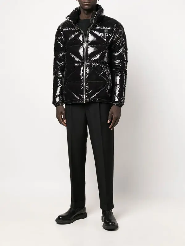 Philipp Plein High-shine Padded Jacket - Black