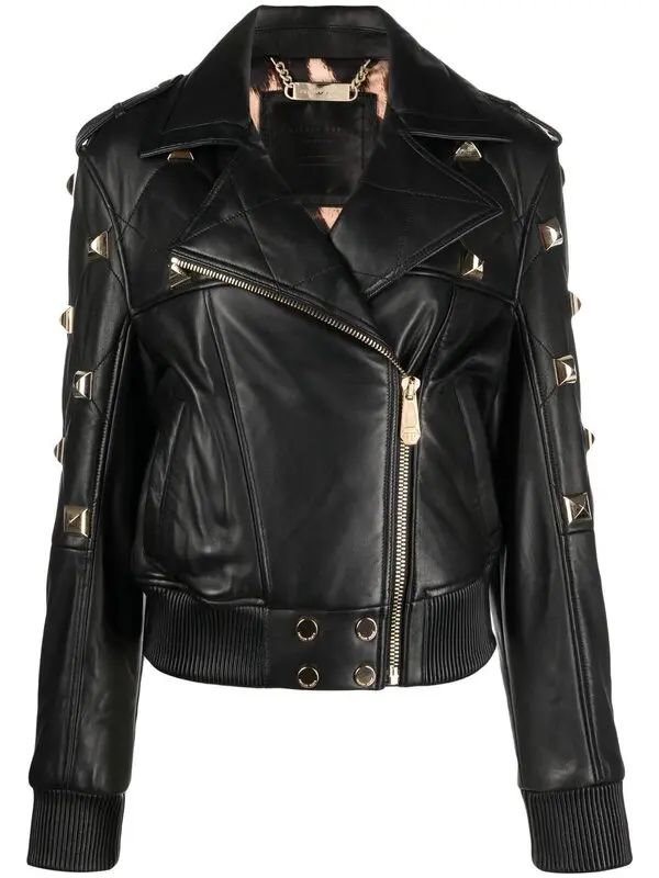 Philipp Plein Studded Leather Bomber Jacket
