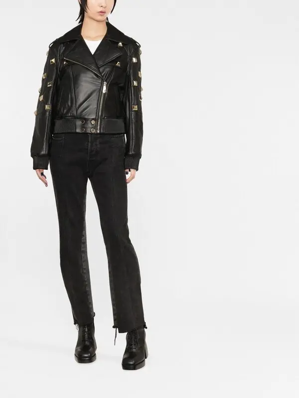 Philipp Plein Studded Leather Bomber Jacket