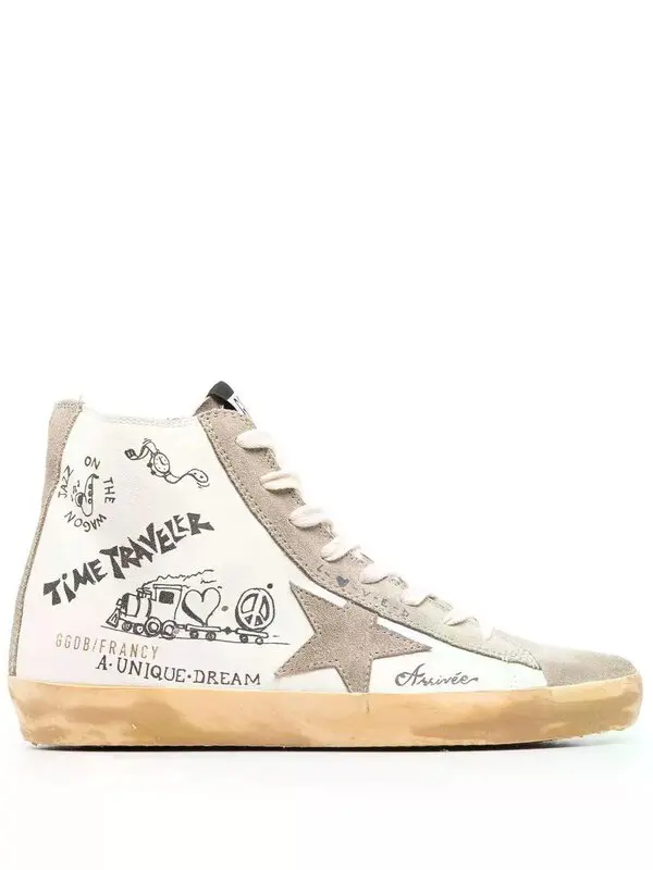 GOLDEN GOOSE Francy Journey-print High-top Sneakers - Neutrals