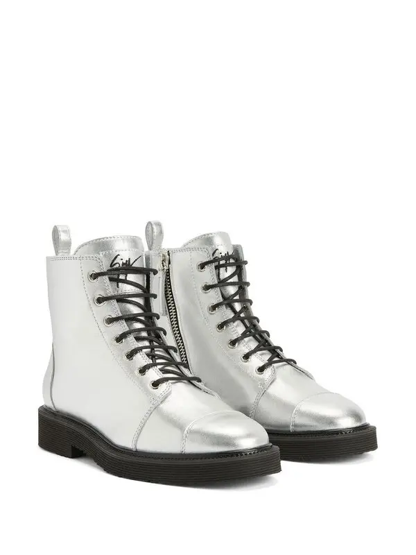 GIUSEPPE ZANOTTI Thora Lace-up Ankle Boots - Silver