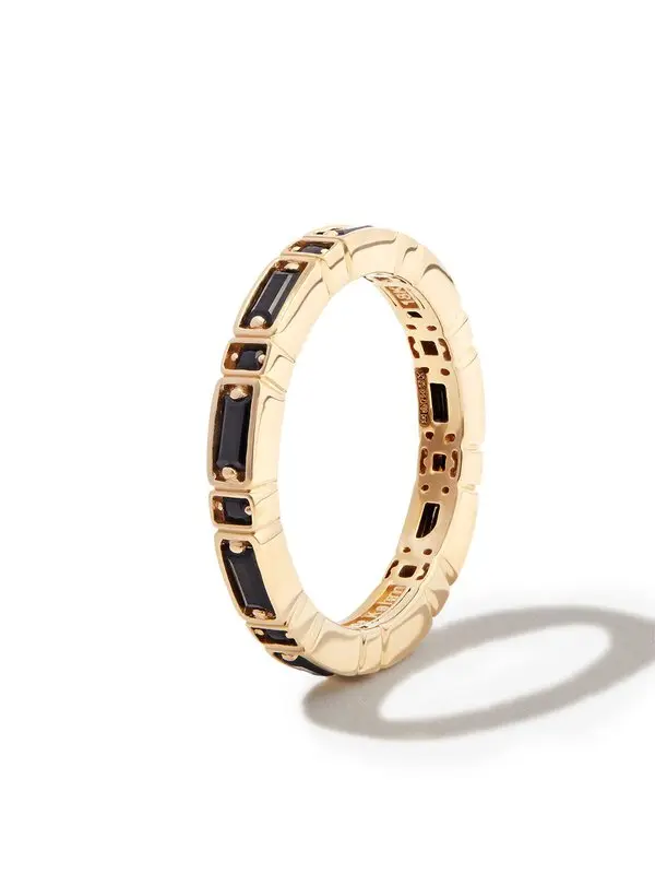 SUZANNE KALAN 18kt Yellow Inlay Black Diamond Eternity Band Ring - Gold