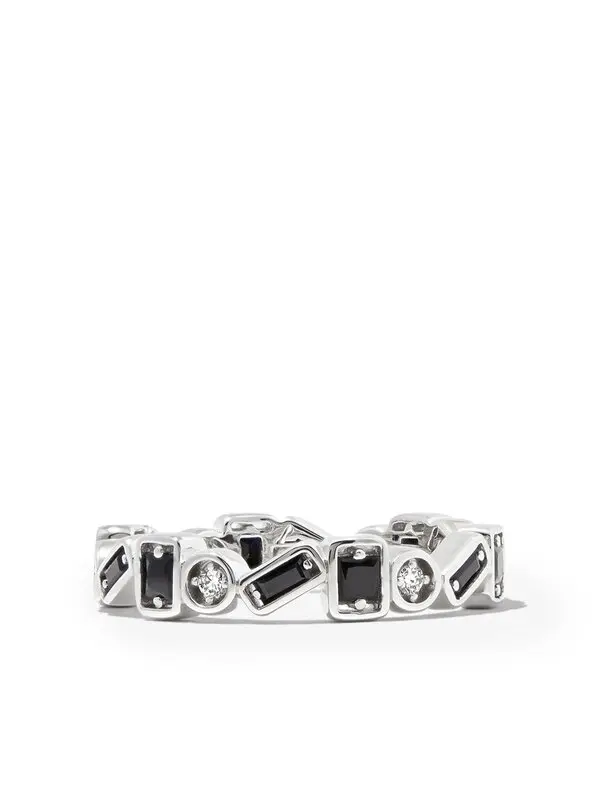 SUZANNE KALAN 18kt White Gold Zigzag Sapphire Eternity Band Ring - Silver