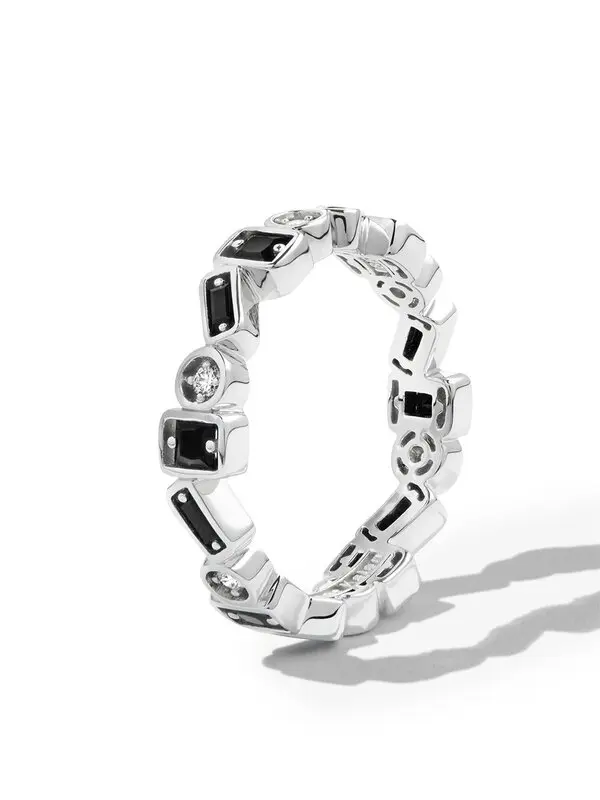 SUZANNE KALAN 18kt White Gold Zigzag Sapphire Eternity Band Ring - Silver