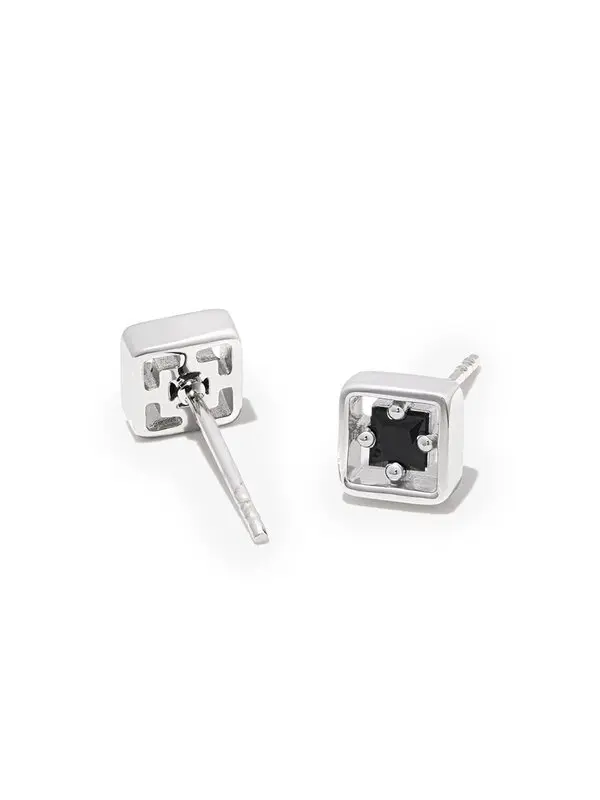 SUZANNE KALAN 18kt White Gold Inlay Sapphire Stud Earrings