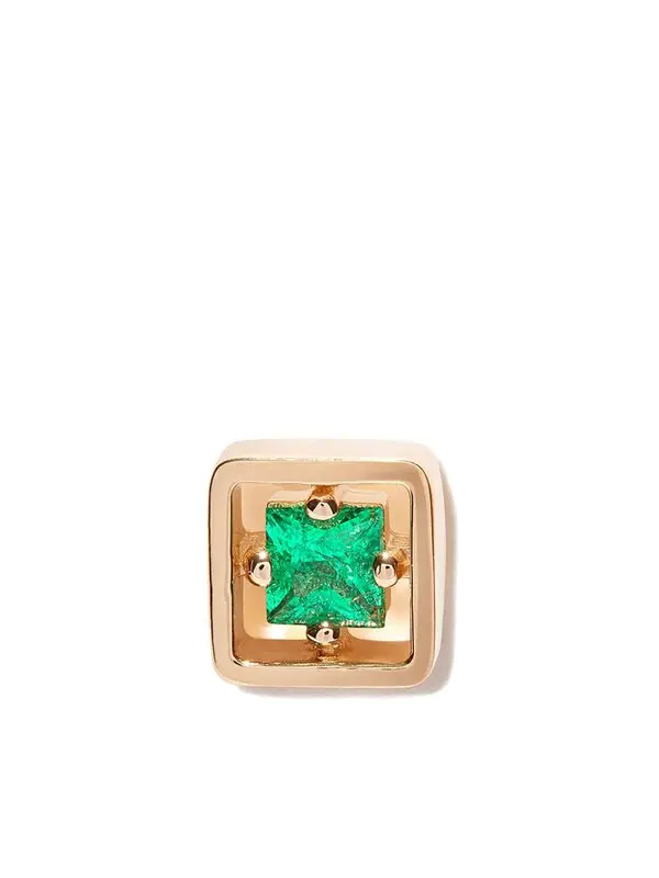 SUZANNE KALAN 18kt Yellow Inlay Emerald Stud Earring - Gold