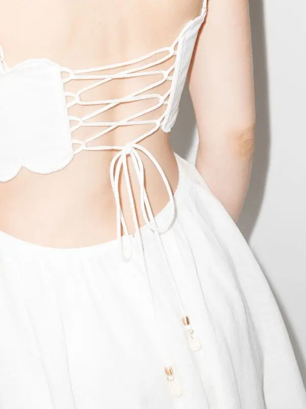 Zimmermann Aliane Scallop Flared Midi Dress In White - 51% Off |  Editorialist