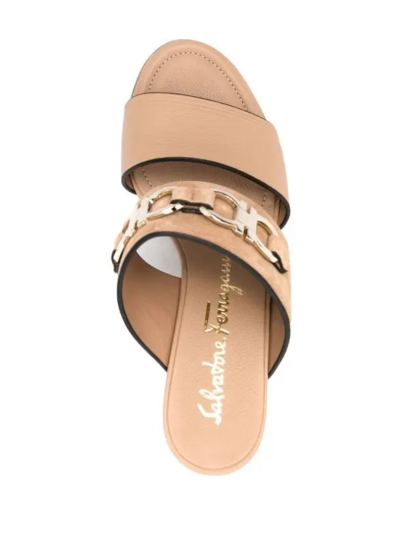 FERRAGAMO 75mm Suede Wedge Sandals - Neutrals