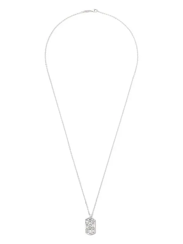 SUZANNE KALAN 18kt White Gold Diamond Dog Tag Pendant Necklace