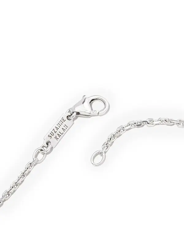 SUZANNE KALAN 18kt White Gold Diamond Dog Tag Pendant Necklace