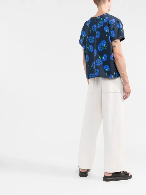 Kenzo Floral-print Cotton T-shirt - Blue