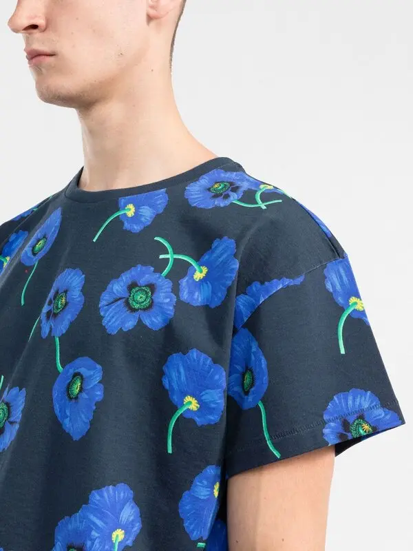 Kenzo Floral-print Cotton T-shirt - Blue