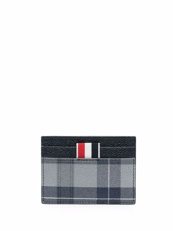 Thom Browne Tartan-print Cardholder - Grey