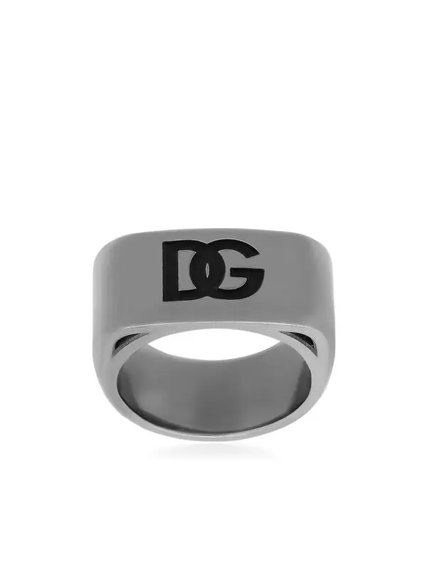 Dolce & Gabbana Engraved-logo Ring - Silver