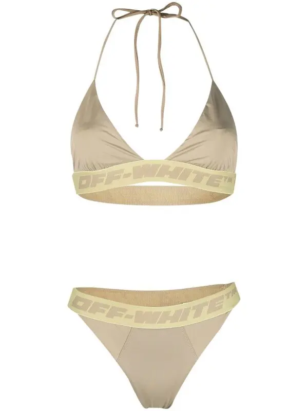 Off-White Logo-band Bikini Set - Green
