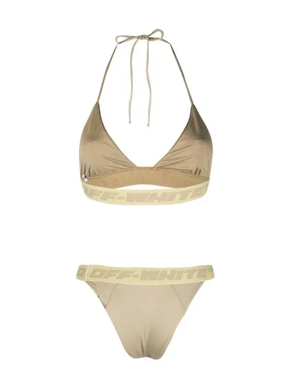Off-White Logo-band Bikini Set - Green
