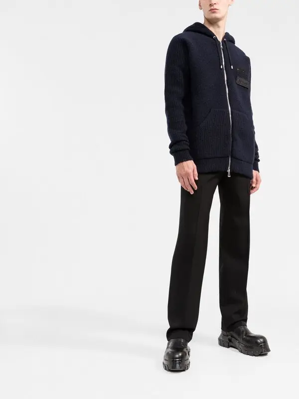 Balmain Logo Patches Zipped Hoodie