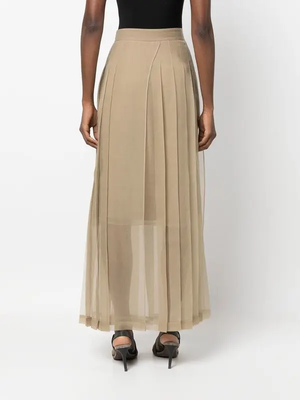 Brunello Cucinelli Pleated Silk Maxi Skirt