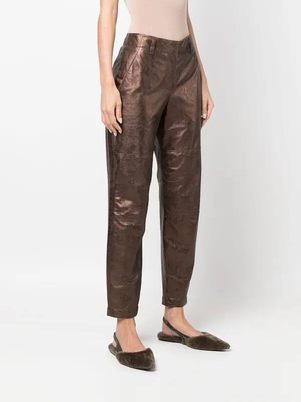 Brunello Cucinelli High-waisted Leather Trousers