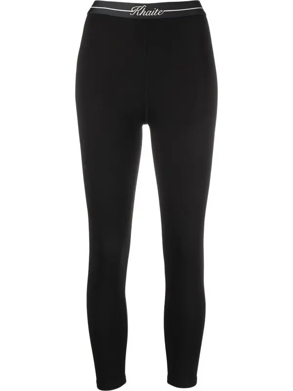 Khaite Merry Logo-embroidered Leggings - Black