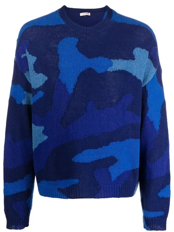 Valentino Garavani Intarsia-knit Jumper - Blue
