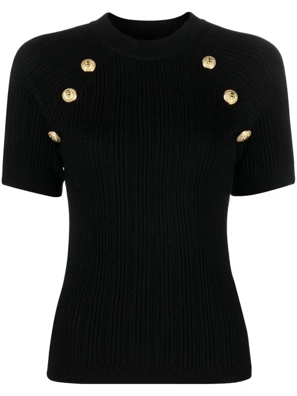 Balmain Button-detail Short-sleeve Top