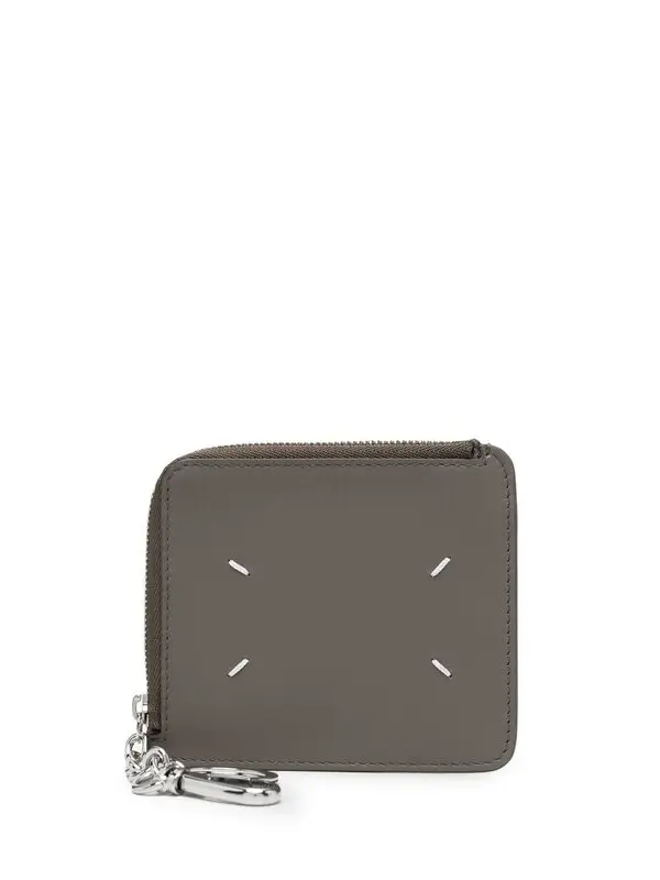 MAISON MARGIELA Four-stitch Leather Keychain Wallet - Grey