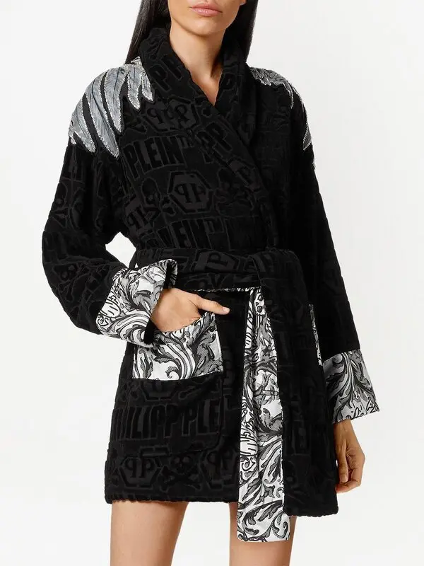 Philipp Plein Silver Eagle Short Bathrobe