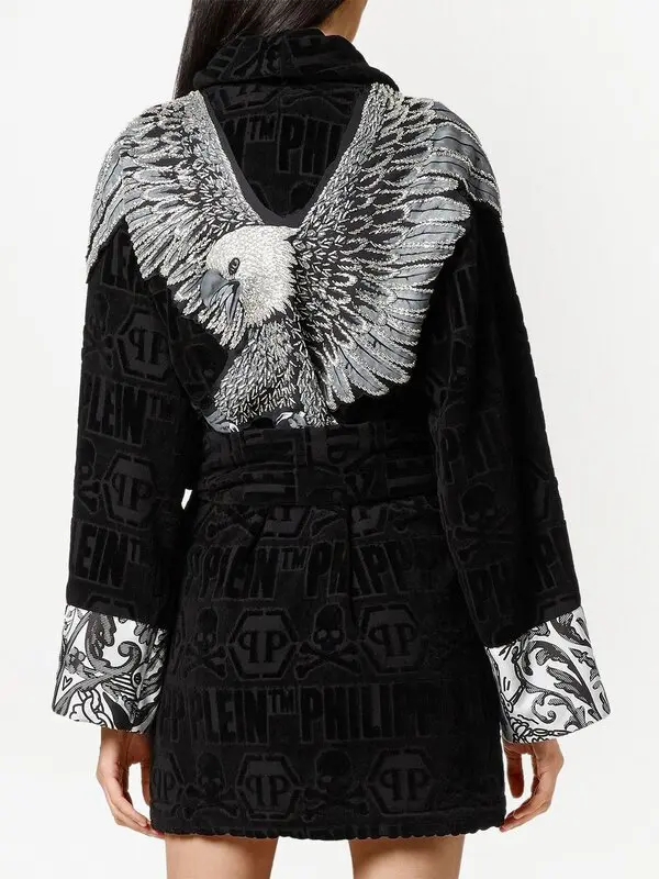 Philipp Plein Silver Eagle Short Bathrobe