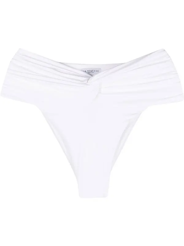 LA REVECHE Amelie Ruched Bikini Bottom - White