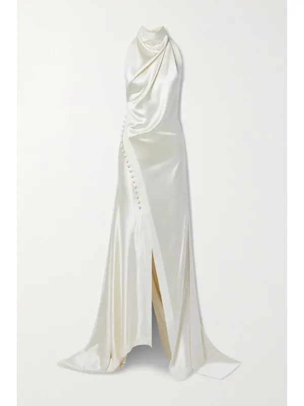 DANIELLE FRANKEL Sasha Draped Silk-charmeuse Halterneck Gown