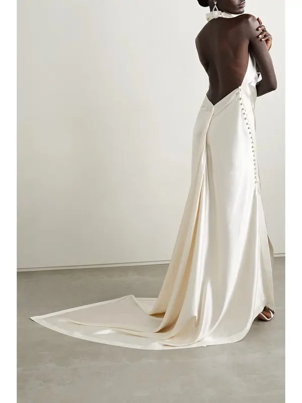 DANIELLE FRANKEL Sasha Draped Silk-charmeuse Halterneck Gown