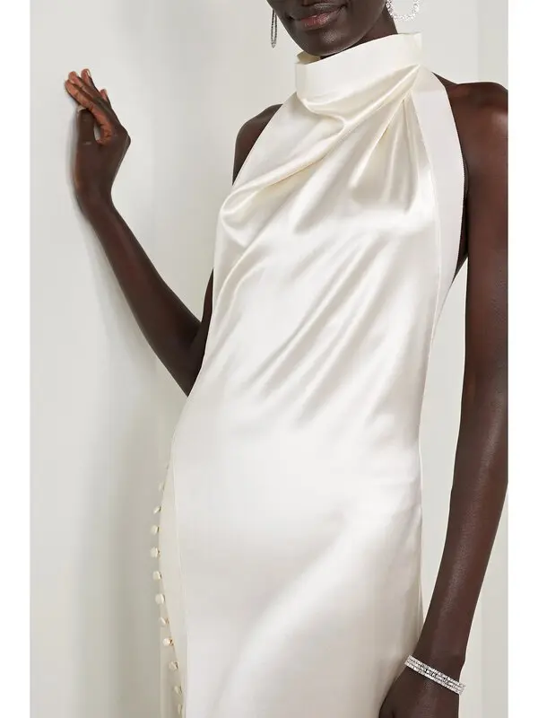 DANIELLE FRANKEL Sasha Draped Silk-charmeuse Halterneck Gown